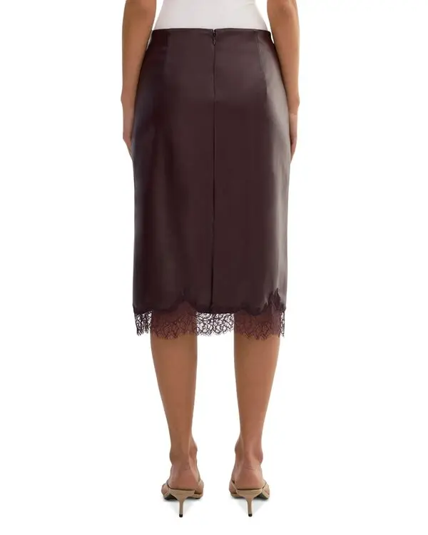 LAMARQUE Sonja Lace Trim Faux Leather Skirt