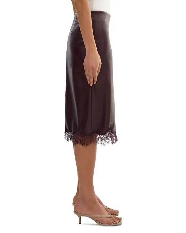 LAMARQUE Sonja Lace Trim Faux Leather Skirt