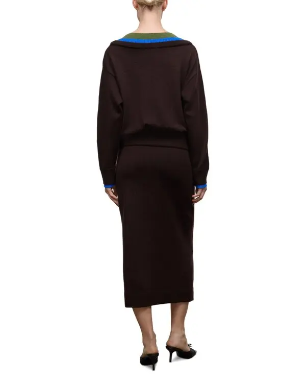 Staud Normandy Merino Wool Midi Sweater Dress - Dark Oak Multi