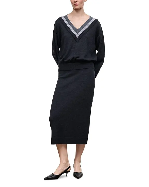 Staud Normandy Merino Wool Midi Sweater Dress - Smoke Multi