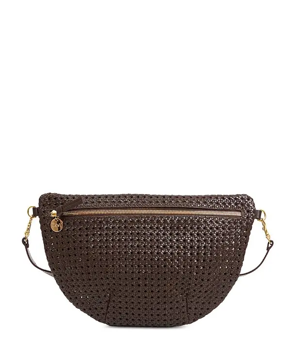 Clare V. Large Woven Leather Fanny Pack - Chocolate