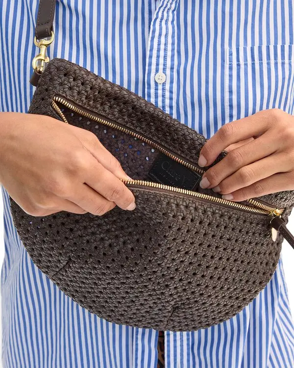 Clare V. Large Woven Leather Fanny Pack