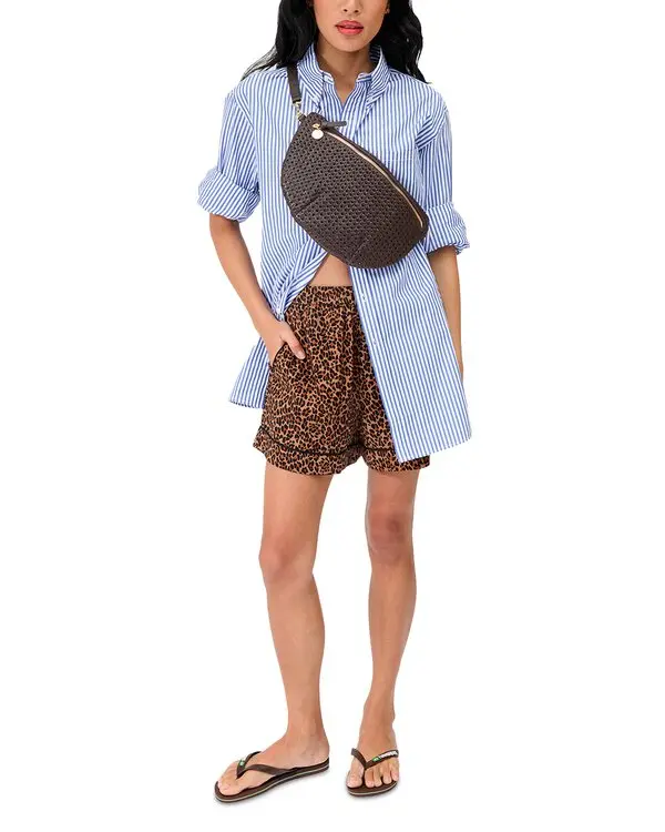 Clare V. Large Woven Leather Fanny Pack