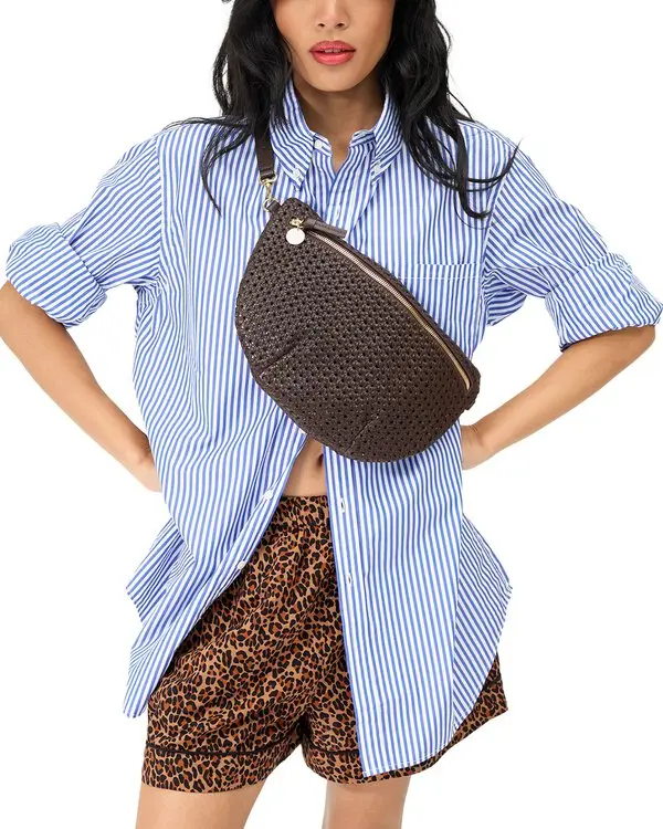 Clare V. Large Woven Leather Fanny Pack