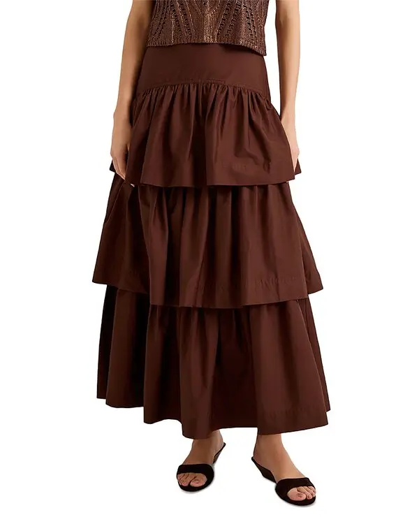 MARIE OLIVER Baylor Cotton Tiered A Line Skirt