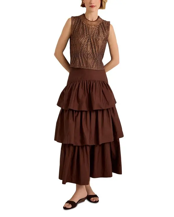MARIE OLIVER Baylor Cotton Tiered A Line Skirt