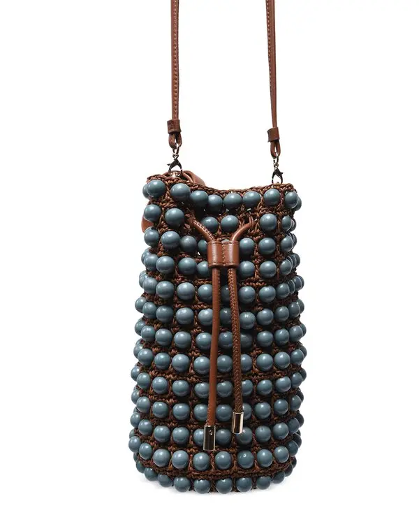 Farm Rio Mini Beaded Macrame Bucket Bag