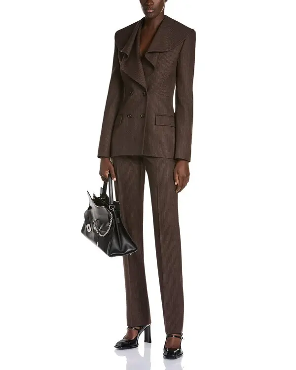 Alexander McQueen Wool Pinstripe Waterfall Collar Jacket