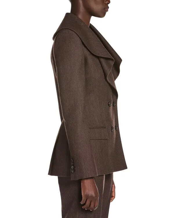 Alexander McQueen Wool Pinstripe Waterfall Collar Jacket