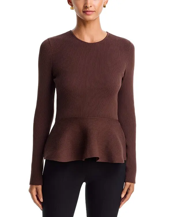 Aqua Ribbed Peplum Hem Top Exclusive