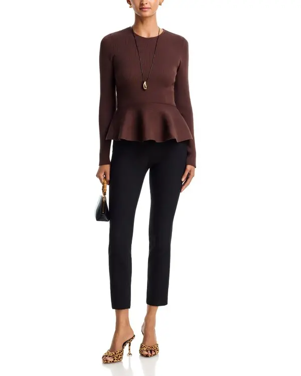 Aqua Ribbed Peplum Hem Top Exclusive