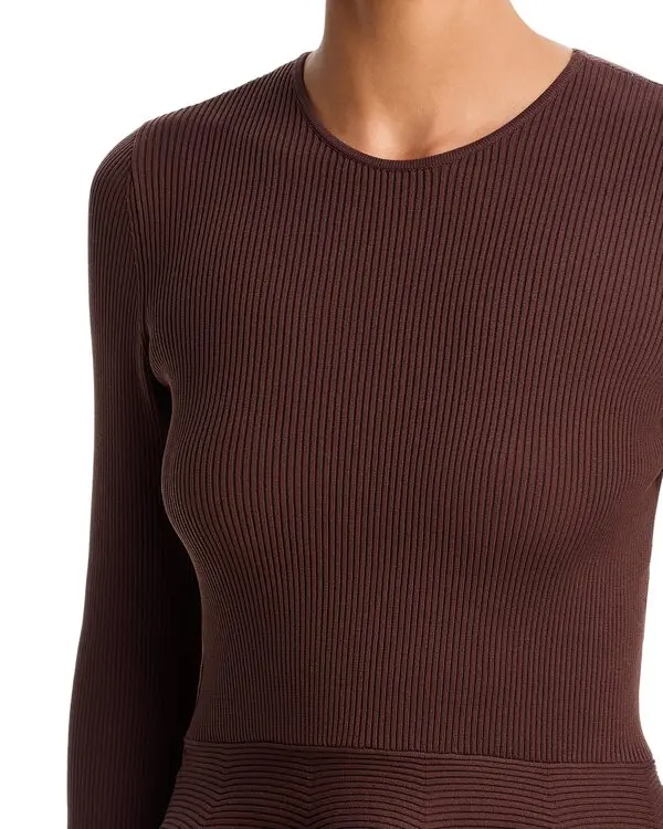 Aqua Ribbed Peplum Hem Top Exclusive