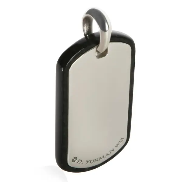 David Yurman Sterling Silver 42mm Carbon Fiber Tag Pendant