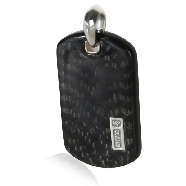 David Yurman Sterling Silver Carbon Fiber Tag Pendant - Sterling_silver