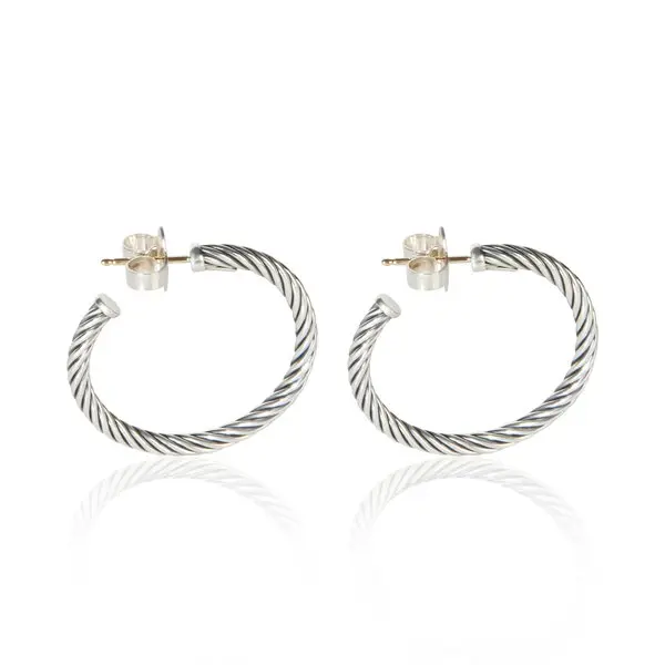 David Yurman Sterling Silver Cable Hoop Earrings