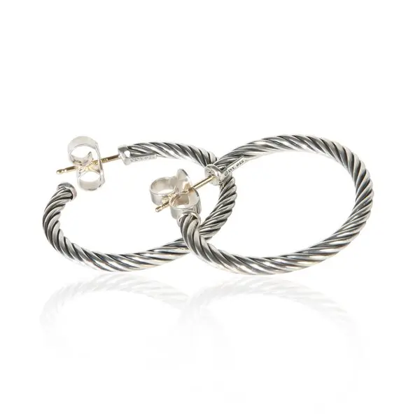 David Yurman Sterling Silver Cable Hoop Earrings