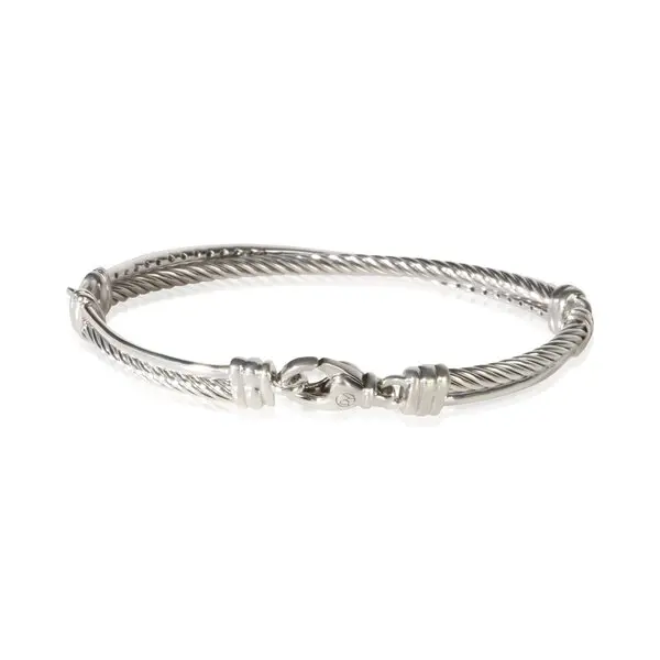 David Yurman Sterling Silver Diamond Crossover Bracelet