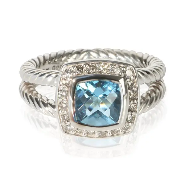 David Yurman Sterling Silver Topaz And Diamond Petite Albion Ring