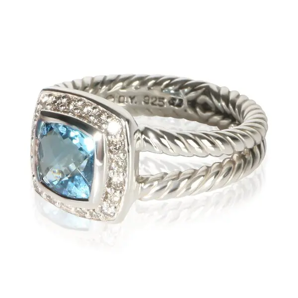 David Yurman Sterling Silver Topaz And Diamond Petite Albion Ring