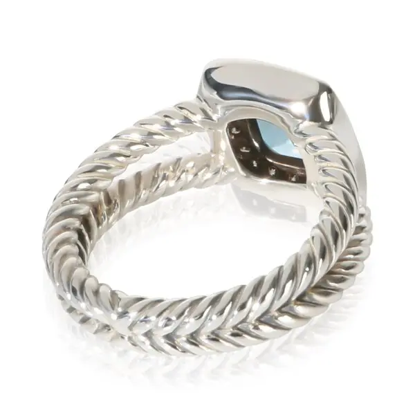 David Yurman Sterling Silver Topaz And Diamond Petite Albion Ring