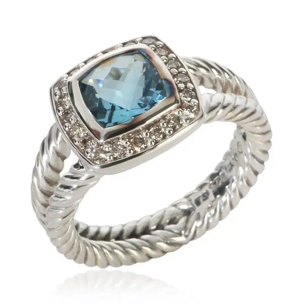 David Yurman Sterling Silver Topaz And Diamond Petite Albion Ring