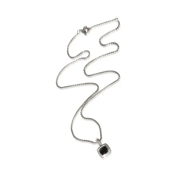 David Yurman Sterling Silver Onyx And Diamond Petite Albion Pendant