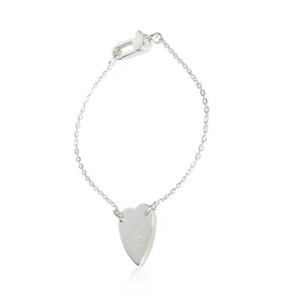 Gucci Sterling Silver Trademark Heart Bracelet