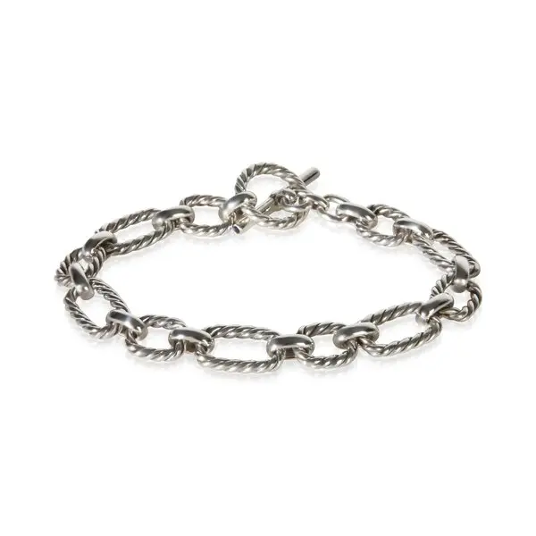 David Yurman Sterling Silver Square Cushion Link Toggle Bracelet