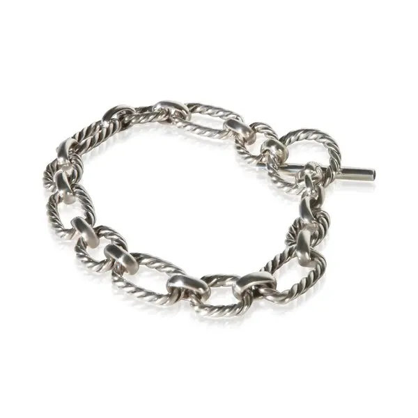 David Yurman Sterling Silver Square Cushion Link Toggle Bracelet