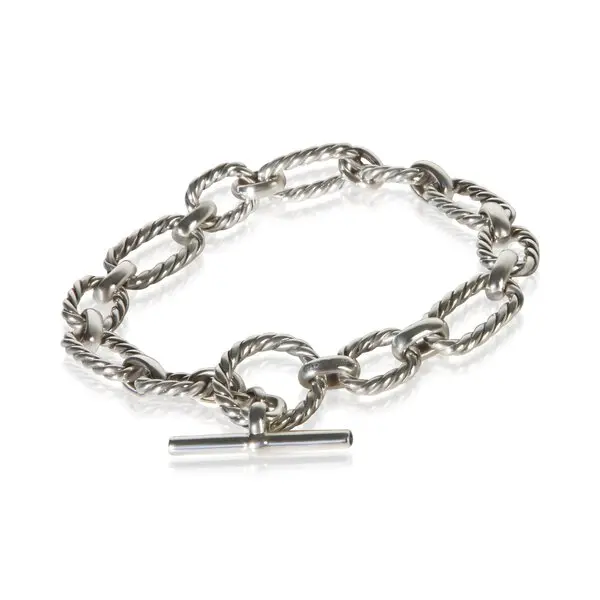 David Yurman Sterling Silver Square Cushion Link Toggle Bracelet