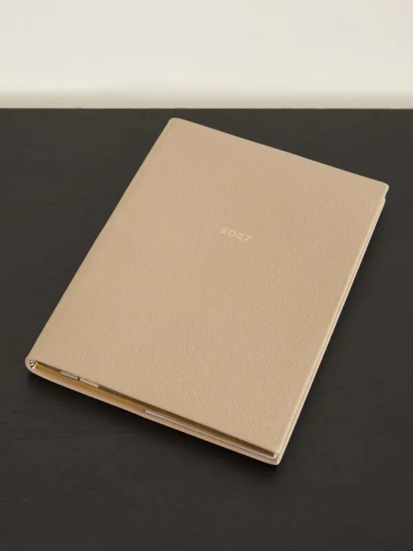 Smythson Soho 2027 Cross-grained Leather Diary - Beige