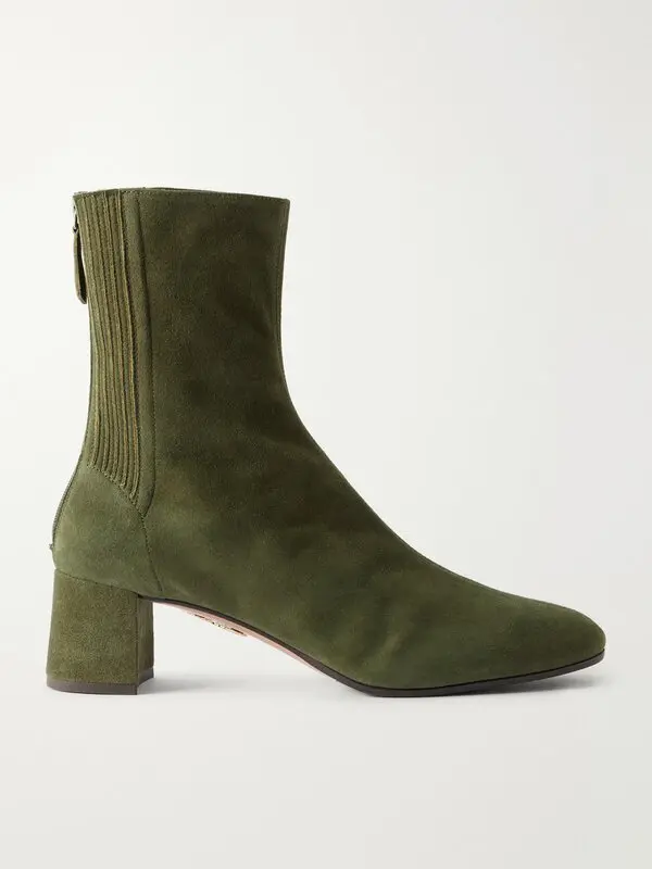 AQUAZZURA Saint Honoré 50 Suede Boots - Green