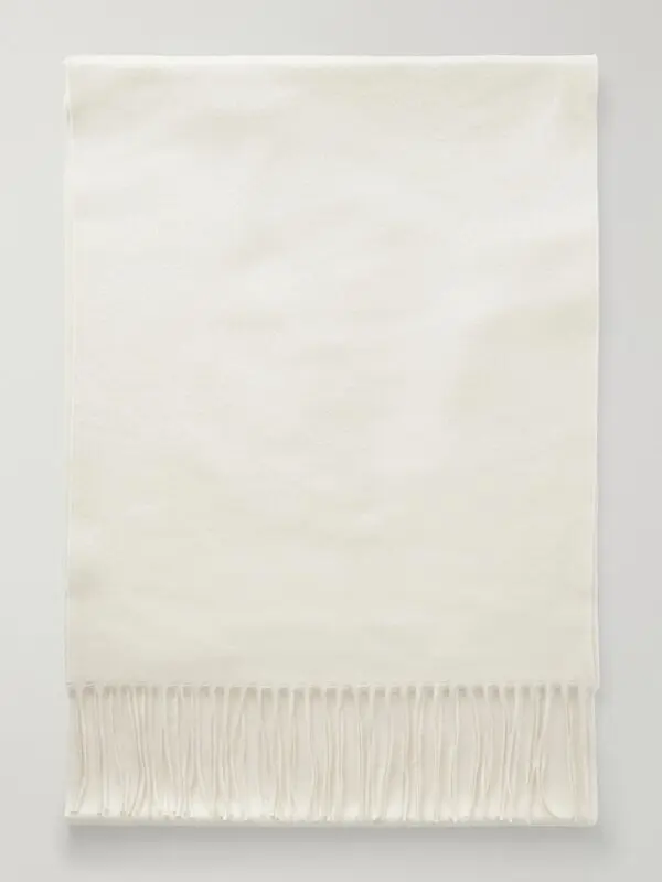 Gabriela Hearst Blaine Fringed Silk And Cashmere-blend Scarf - Neutrals