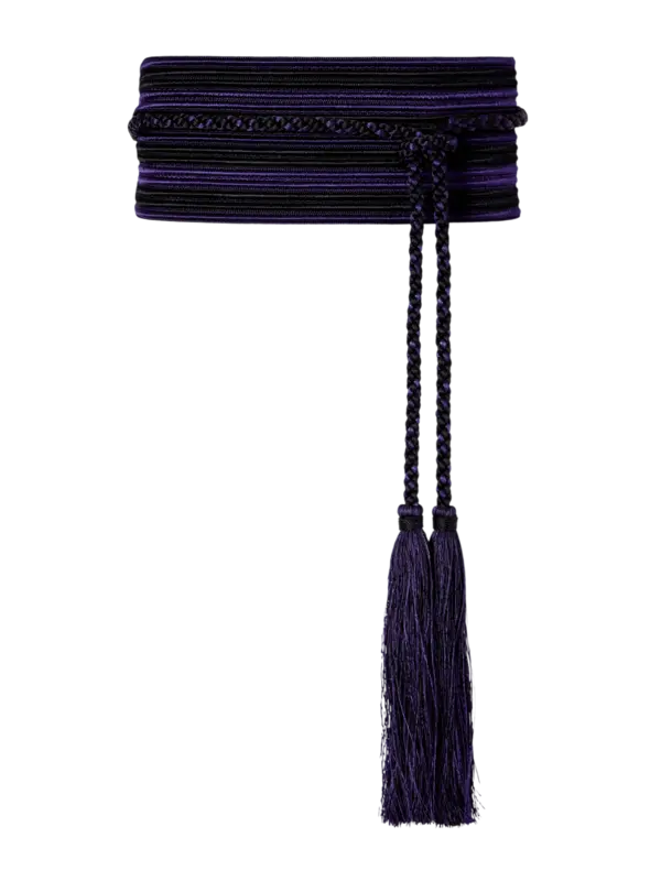 Le Sundial Vesper Tasseled Striped Cord Belt - Black