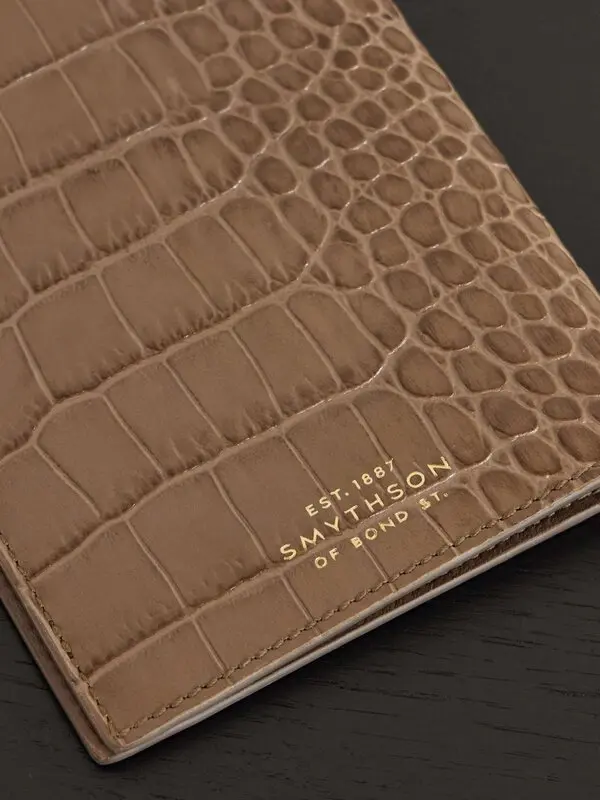 Smythson Mara Croc-effect Leather Passport Cover