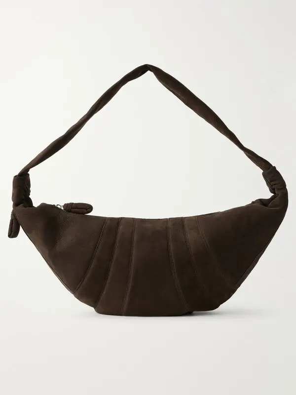 LEMAIRE Croissant Paneled Leather Shoulder Bag - Brown