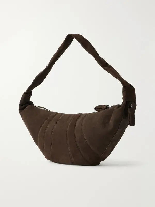 LEMAIRE Croissant Paneled Leather Shoulder Bag - Brown