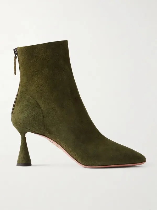 AQUAZZURA Amore 75 Suede Ankle Boots - Green