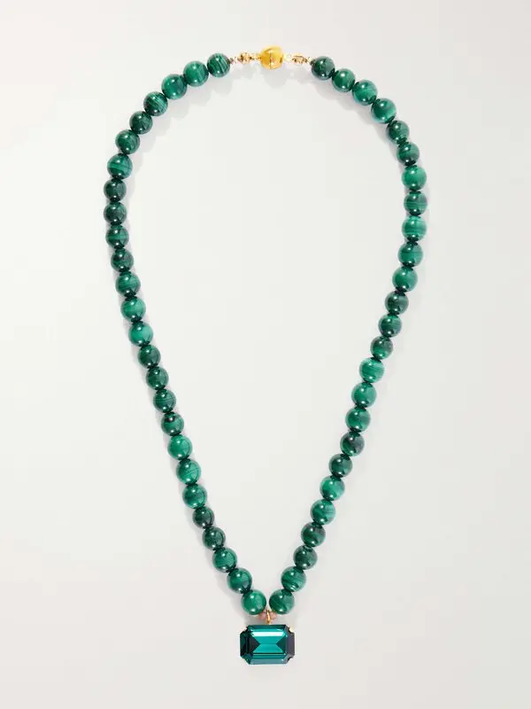 JENNIFER BEHR Sidonie Gold-tone Malachite And Crystal Necklace - Green