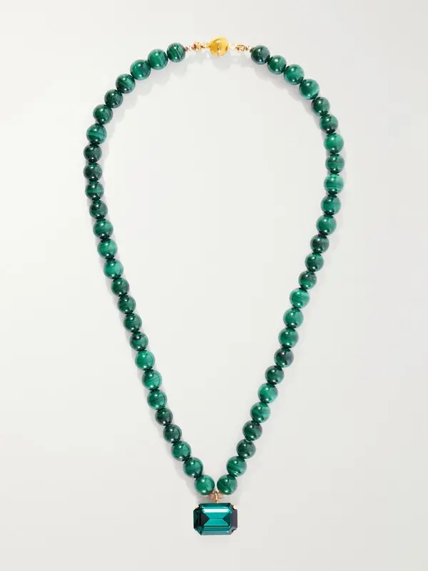 JENNIFER BEHR Sidonie Malachite And Crystal Necklace - Green