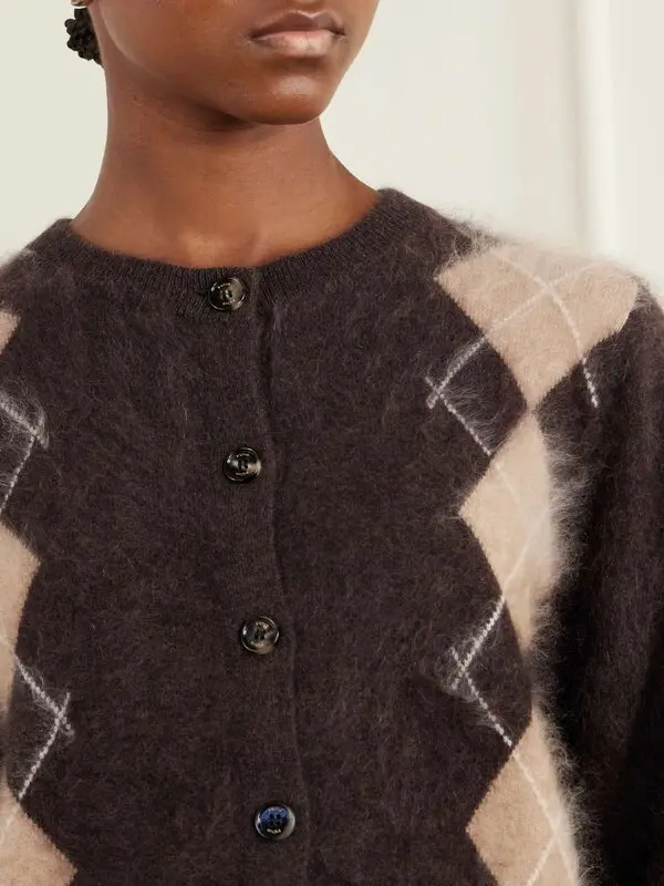 Arch4 Arlo Argyle Brushed Cashmere Cardigan