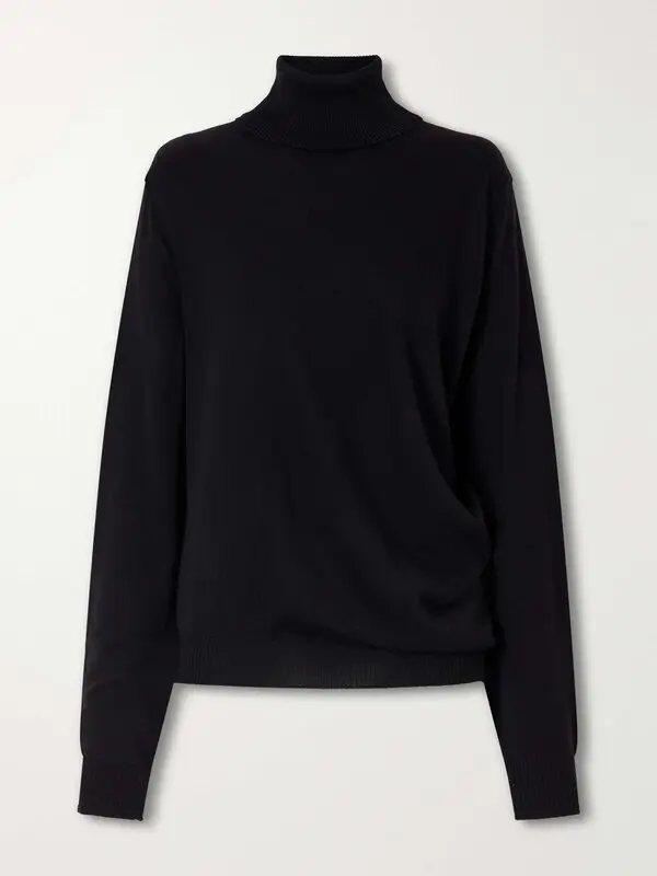 Magda Butrym Gathered Wool Turtleneck - Black