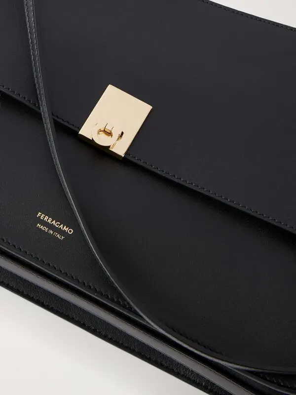 FERRAGAMO Cara Leather Shoulder Bag - Black
