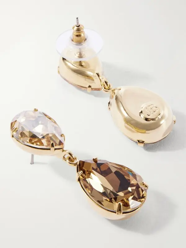 JENNIFER BEHR Gold-plated Crystal Drop Earrings - Yellow
