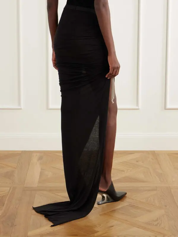 Rick Owens Ruched Cotton-jersey Maxi Skirt