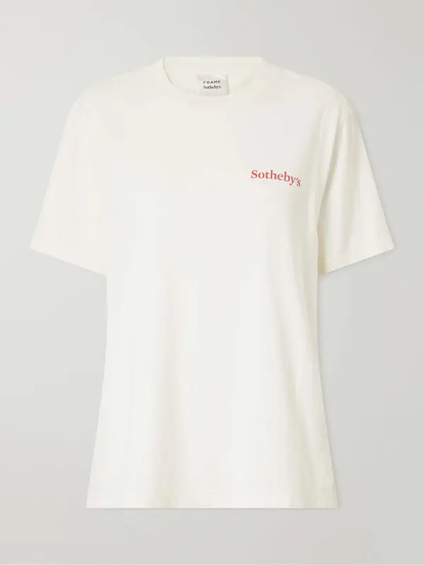 FRAME Sotheby's Printed Cotton-jersey T-shirt - Cream