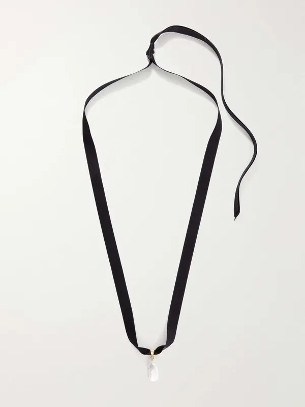 JENNIFER BEHR Martina Silk-satin Pearl Choker - Black