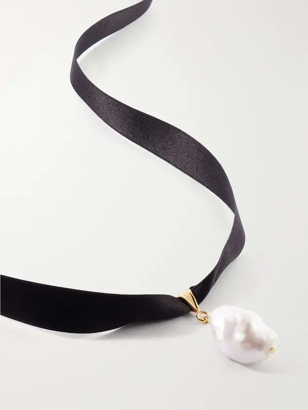 JENNIFER BEHR Martina Silk-satin Pearl Choker