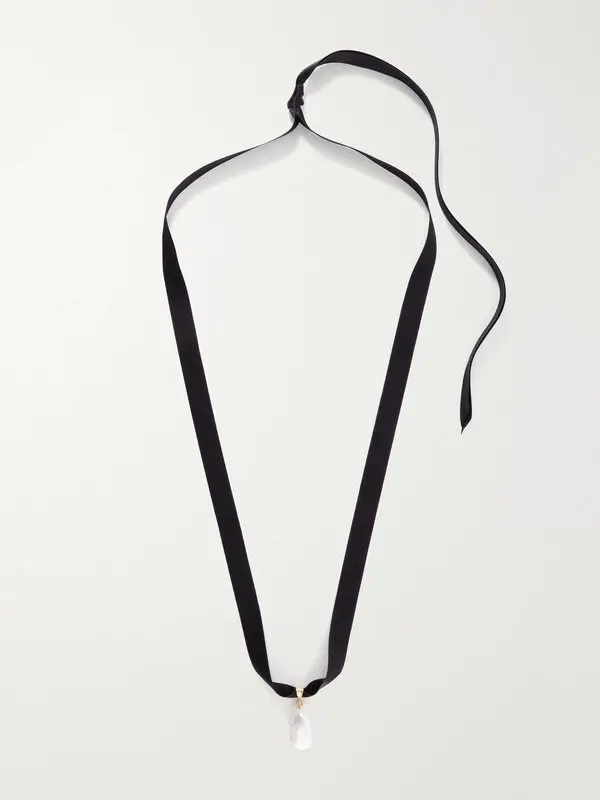 JENNIFER BEHR Martina Silk-satin Pearl Choker - Black