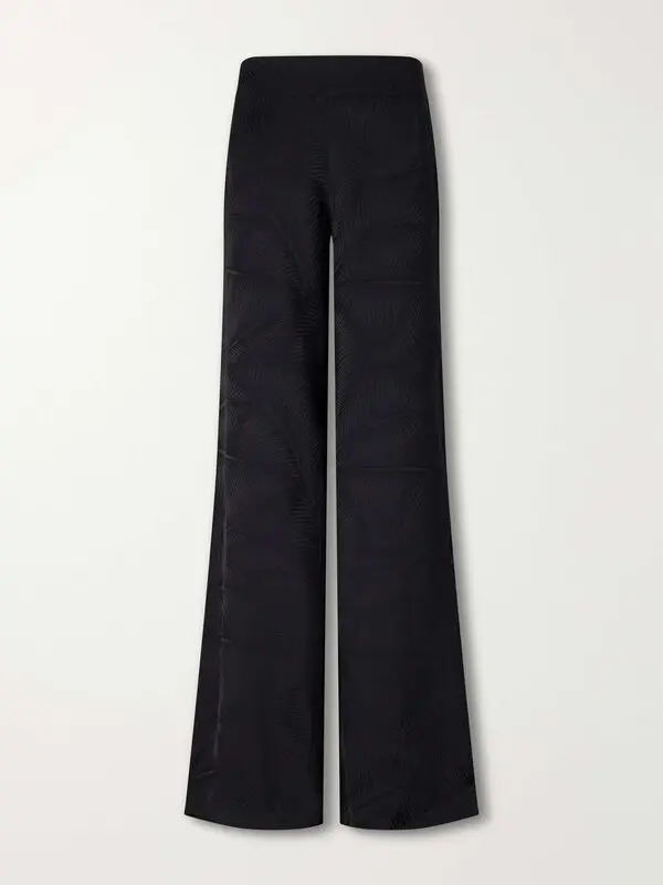 Johanna Ortiz Laidback Energy Satin-jacquard High-waist Wide-leg Pants - Black